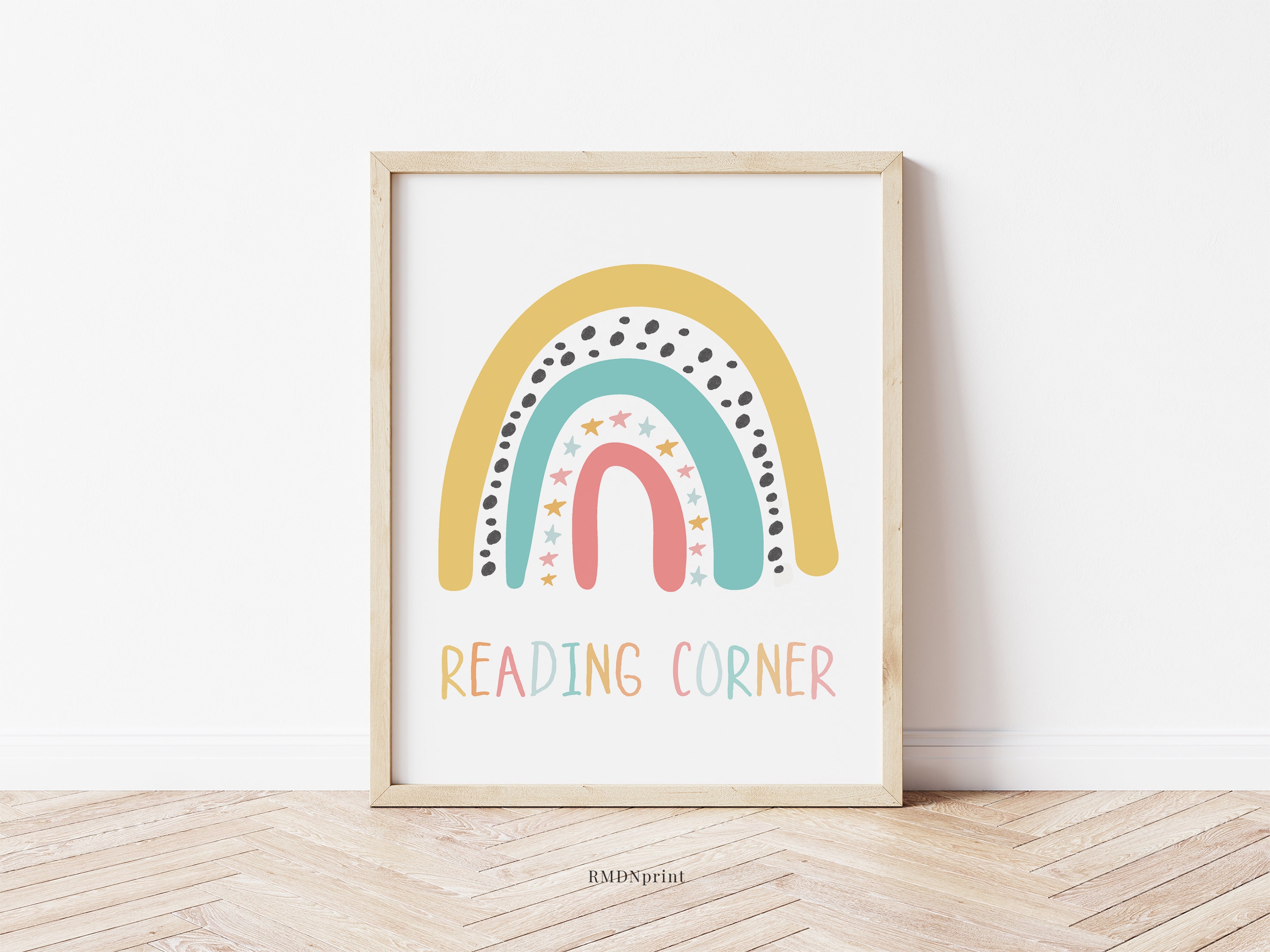 Reading Corner Rainbow Colors Print, Let's Read Poster Printable, Study ...