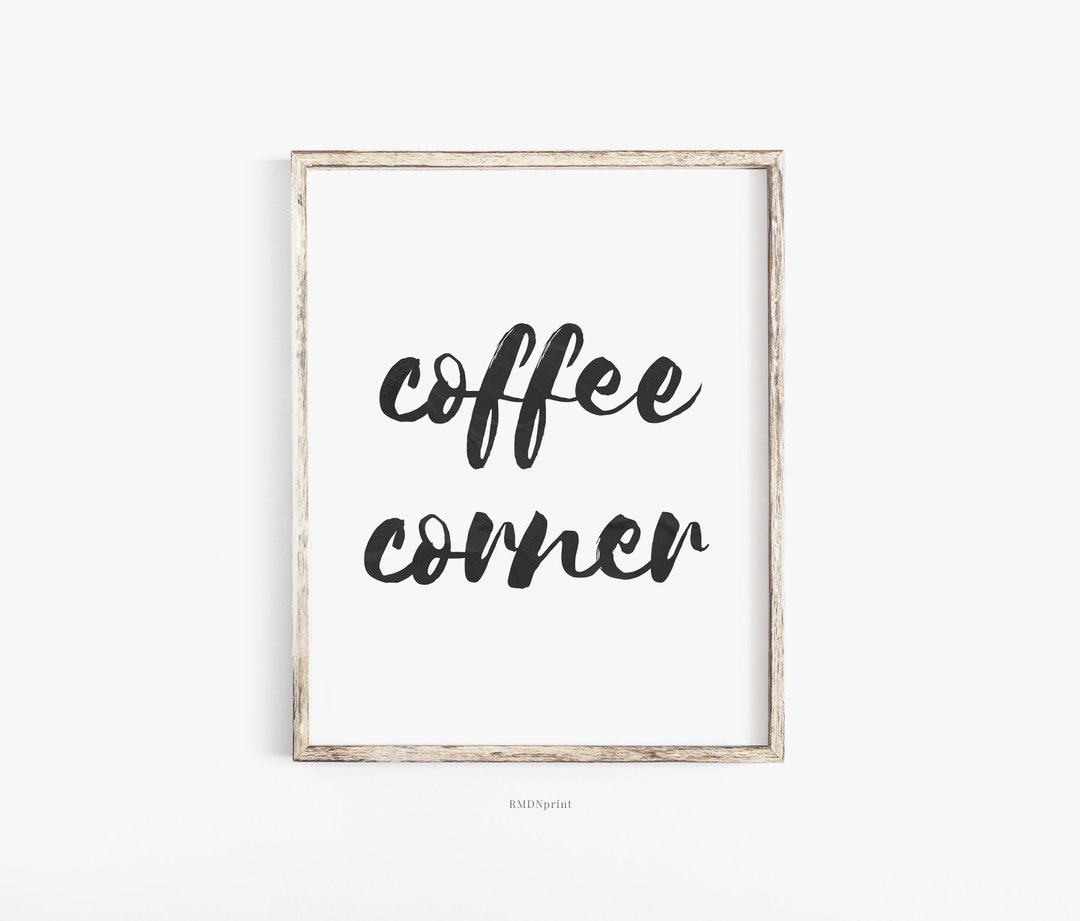 Coffee Corner Print, Minimalist Typography Printable Kitchen Office ...