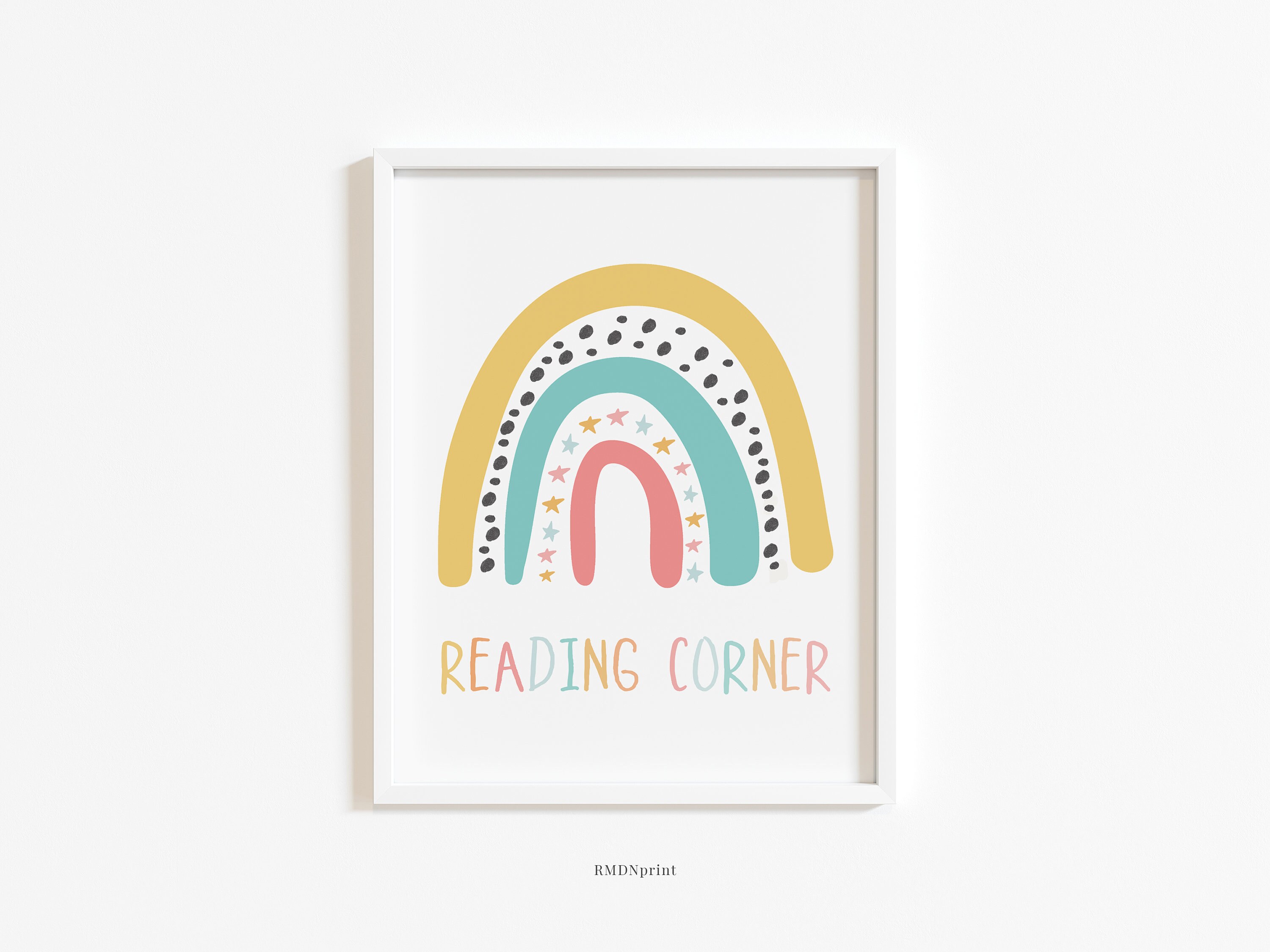 Reading Corner Rainbow Colors Print Let's Read Poster | Etsy
