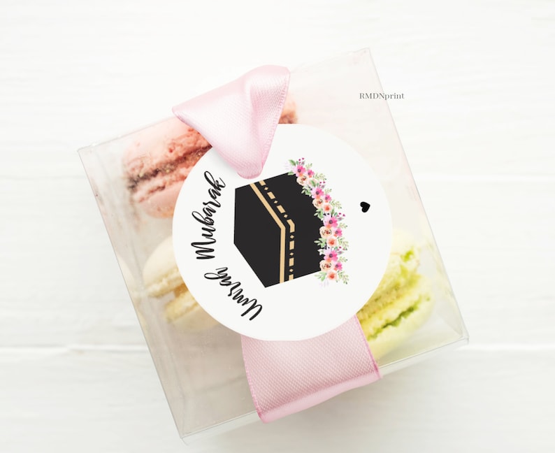 Umrah Mubarak Floral Islamic Printable Tags Stickers, Omra Cupcake Cake ...