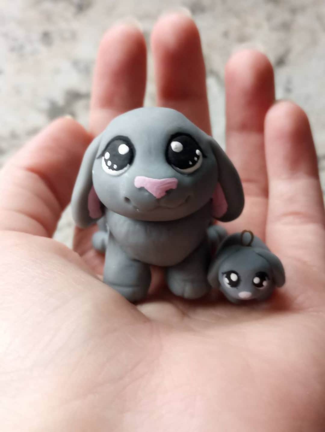 Bunny Cute Polymer Clay Animal With Bonus Charm Perfect for - Etsy