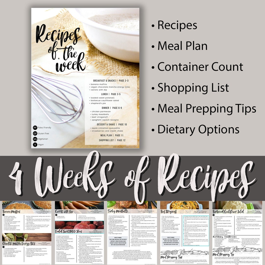 4 Weeks of Recipes - Etsy