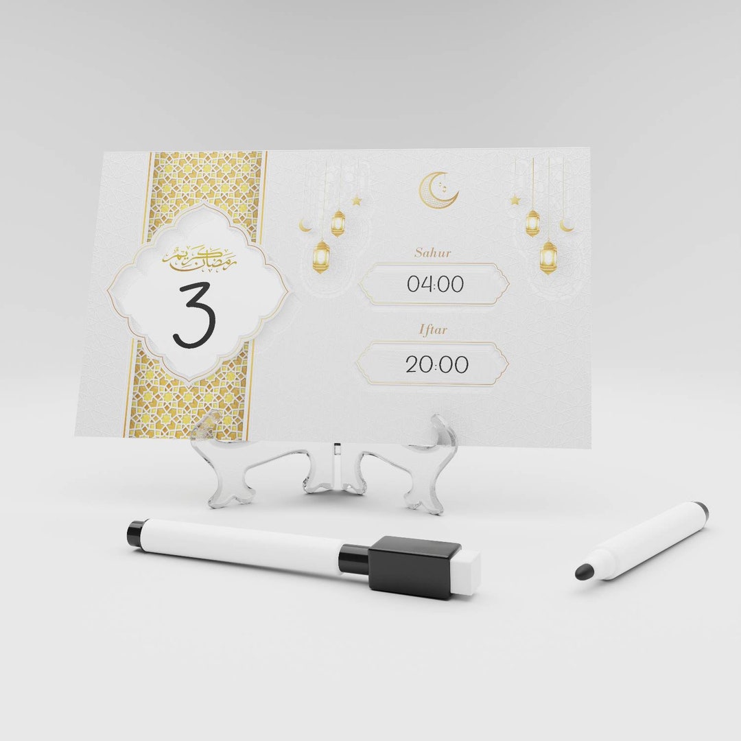 Acrylic Ramadan Iftar Calendar Standee Pen Wipe Clean Ramazan Sahir ...