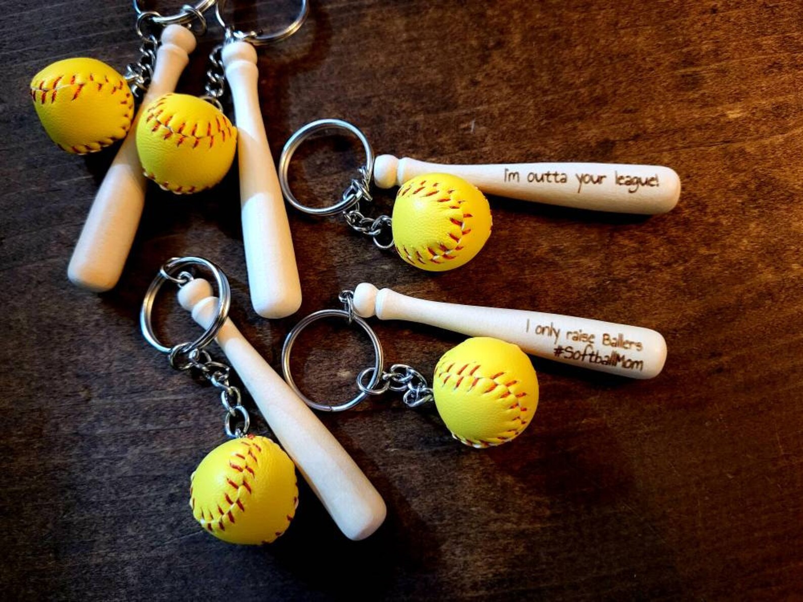 Softball Keychains Personalized Bat and Softball Softball - Etsy