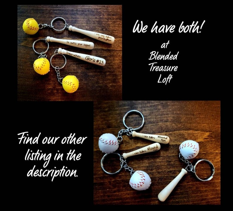Softball Keychains Personalized Bat and Softball Softball - Etsy