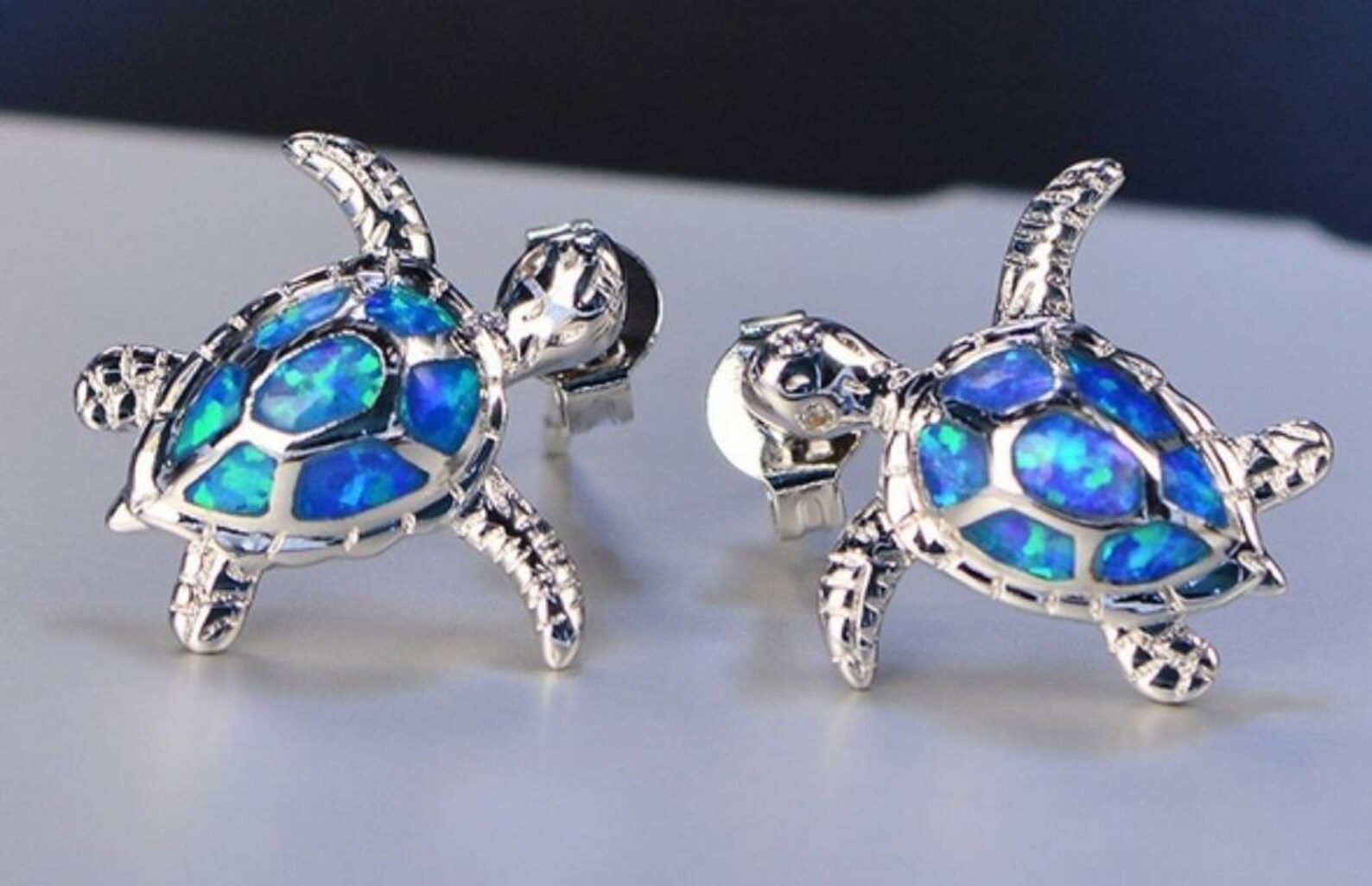 Opal sea turtle earrings Opal earrings stainless steel | Etsy