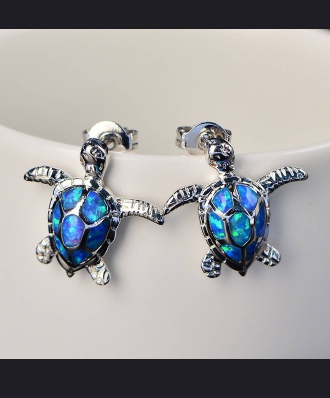 Opal sea turtle earrings Opal earrings stainless steel | Etsy