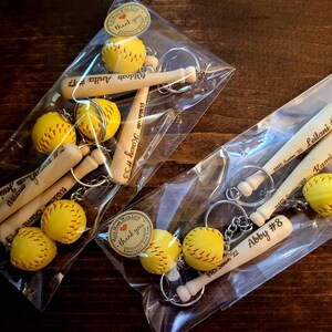 Softball Keychains Personalized Bat and Softball Softball - Etsy
