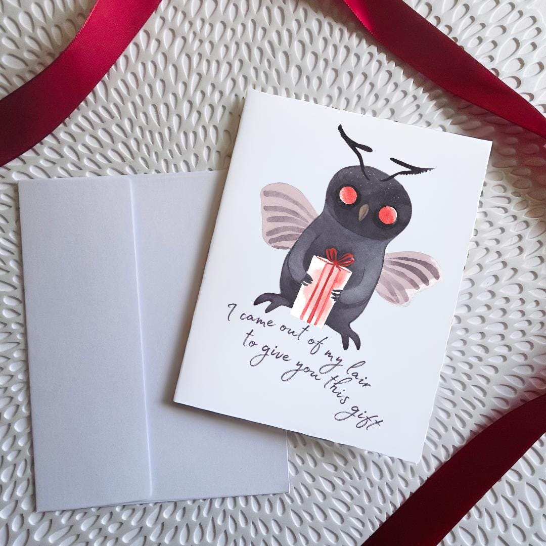 Mothman Introvert Birthday Card “I Came Out of My Lair to Give You This ...