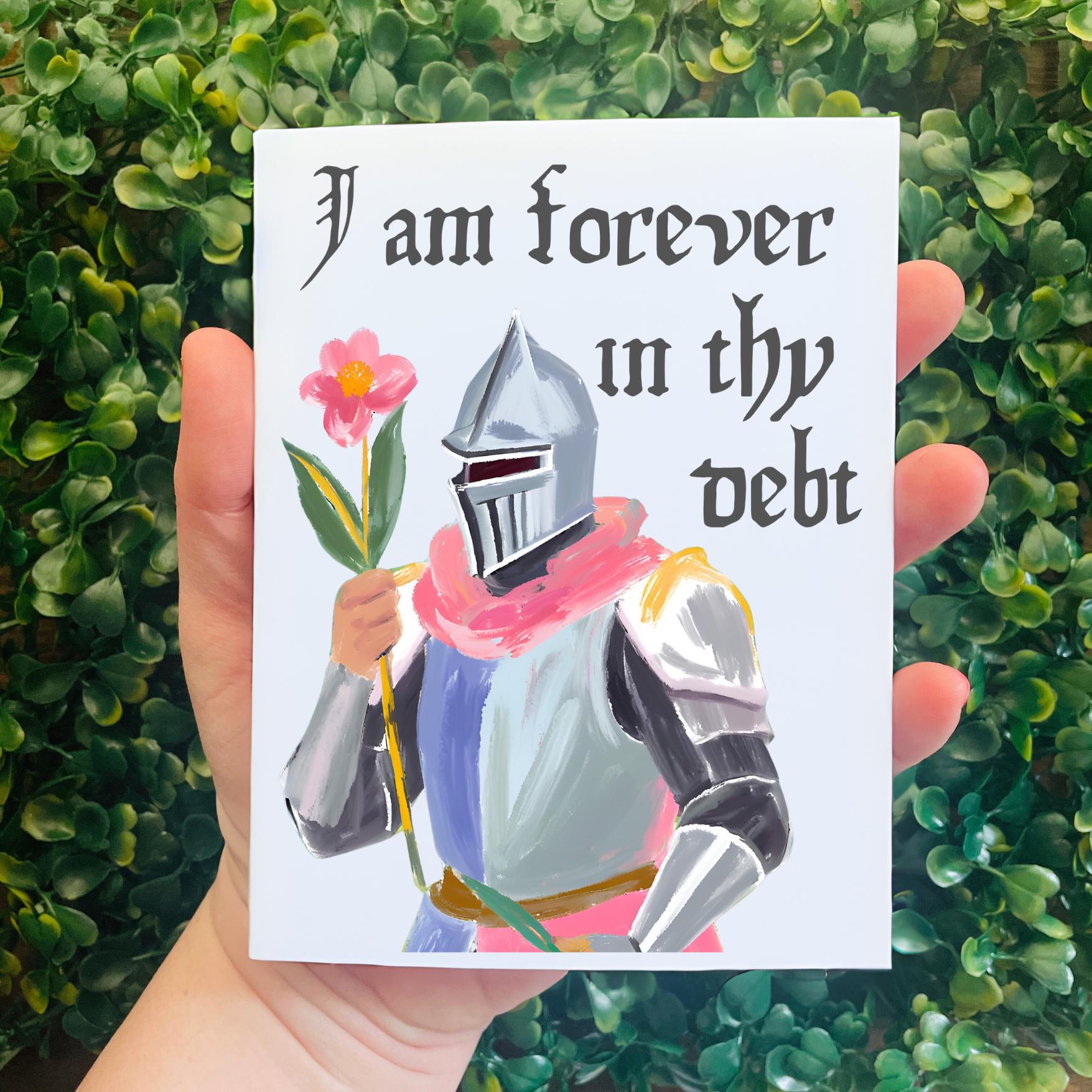Funny Medieval Knight Thank You Card - Renaissance I Owe You - Etsy