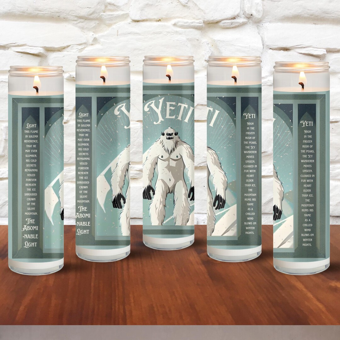 Art Deco Yeti Abominable Snowman Christmas Decorative Prayer Candle ...