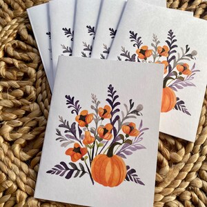 Set of 6 Fall Floral Pumpkin Cards - Blank Inside - Fall Note Cards ...