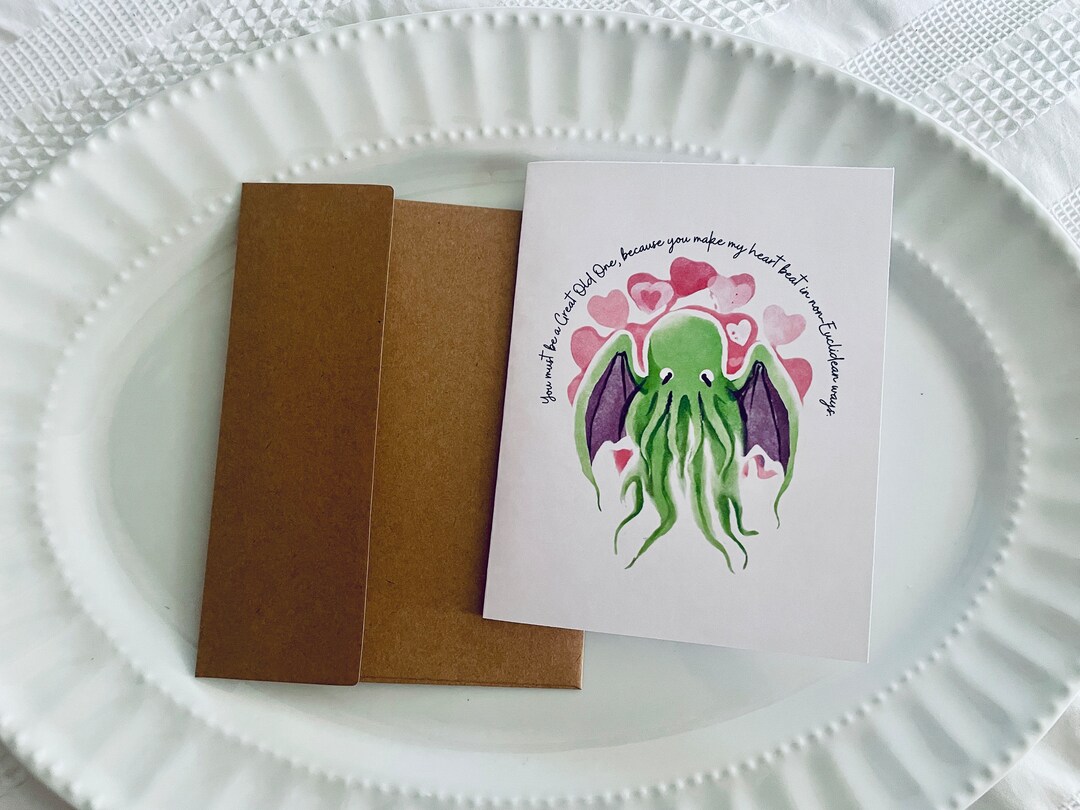 Cthulhu Romantic Greeting Card, H.P. Lovecraft Card, Nerdy Anniversary ...