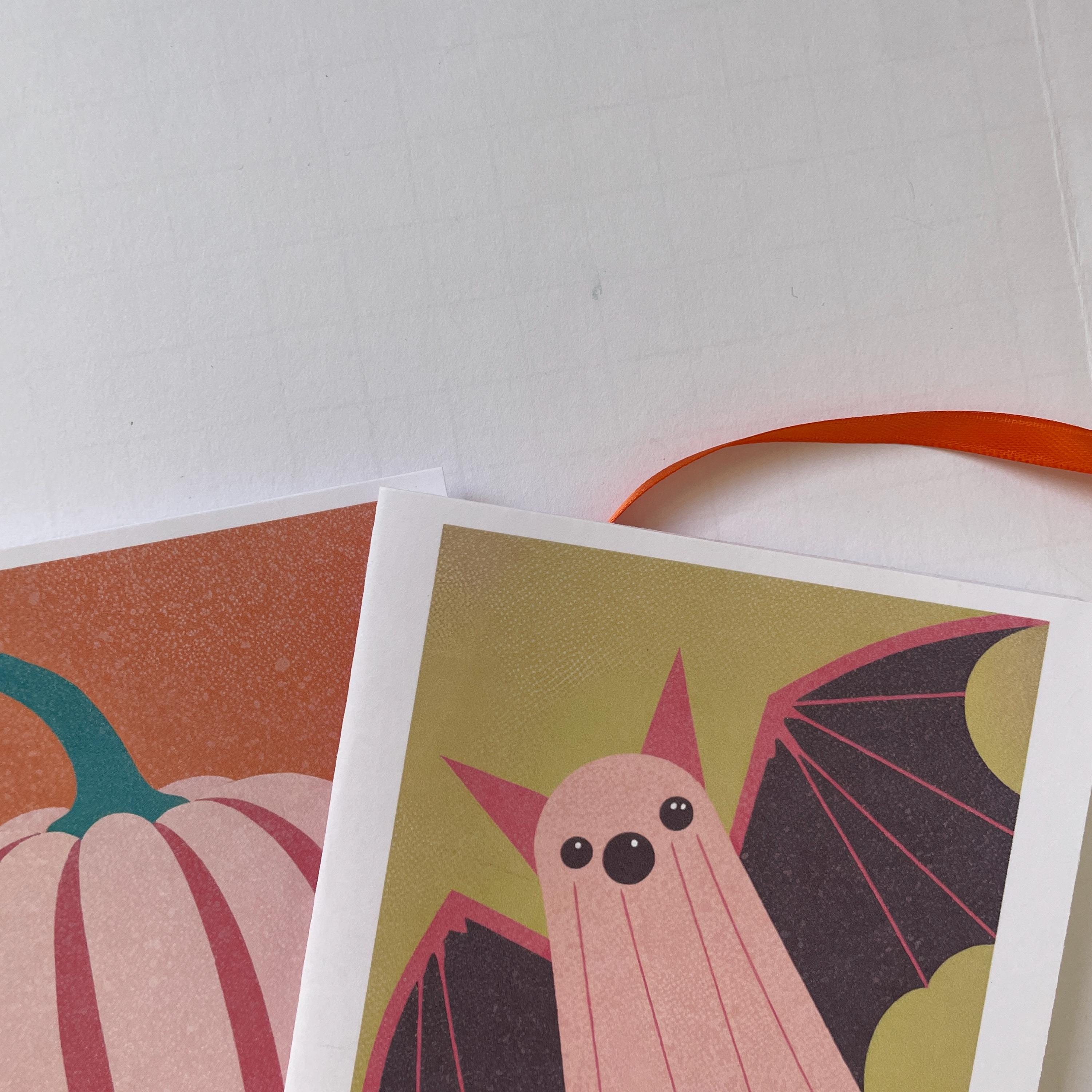 12 Minimalist Halloween Handmade Greeting Cards With Envelopes, Cute ...