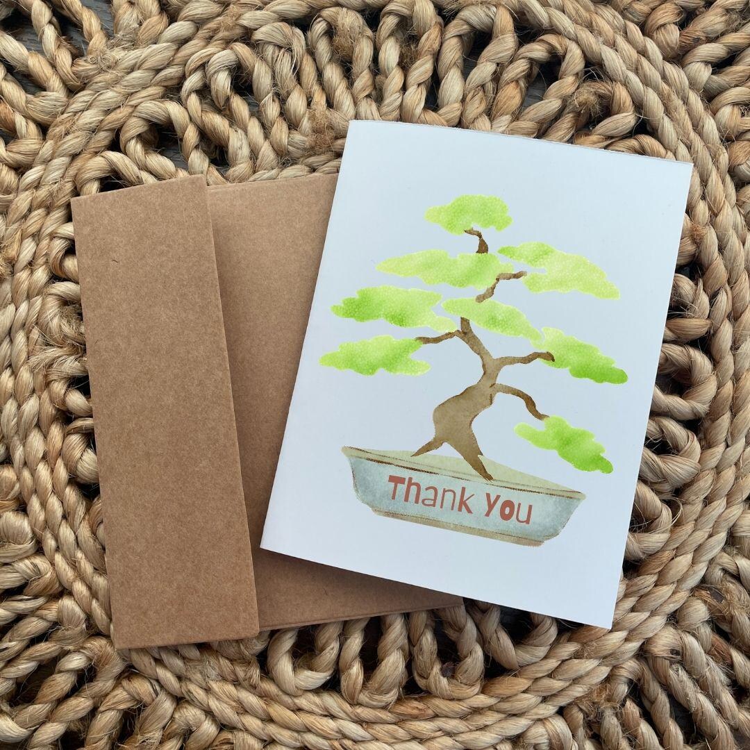 Bonsai Tree Thank You A2 Sized Note Cards - Makes a Great Job Interview ...