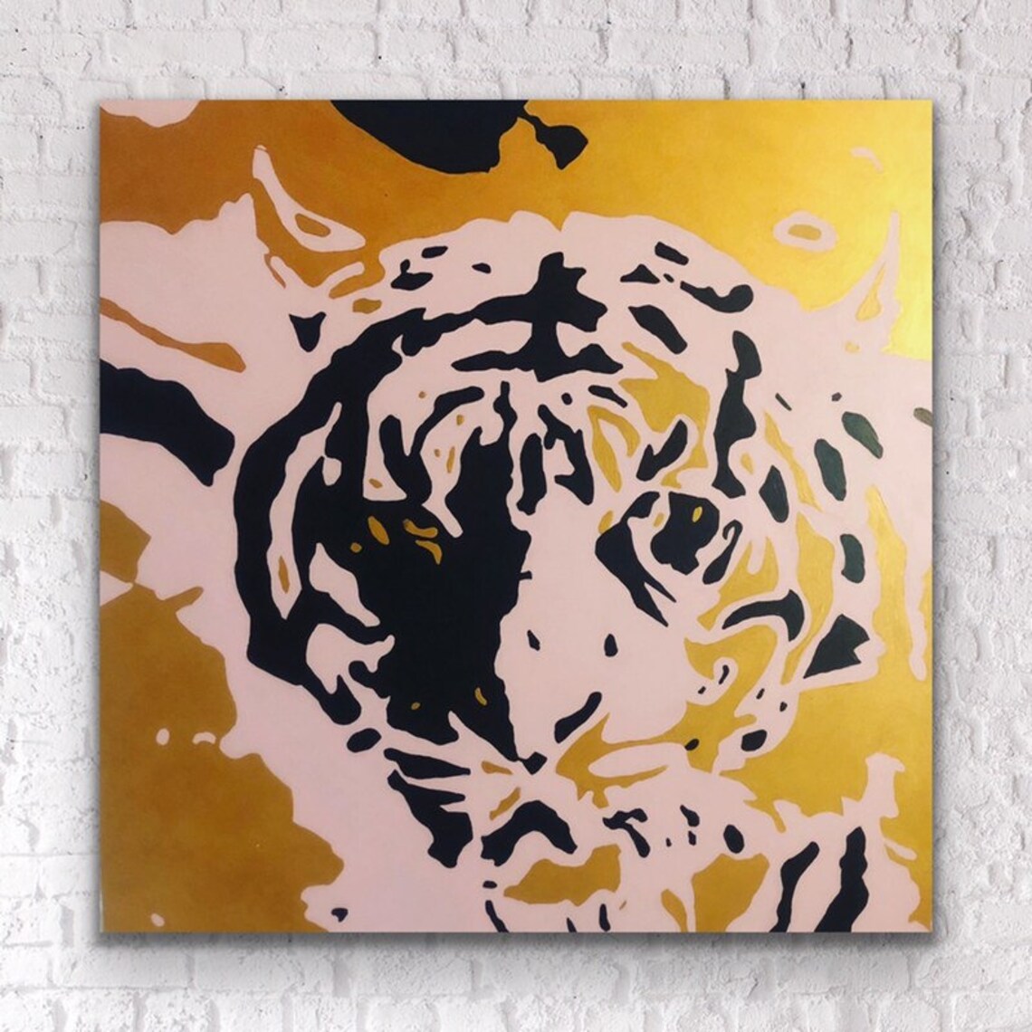 Abstract Tiger Original Painting on Wood Panel 24 | Etsy