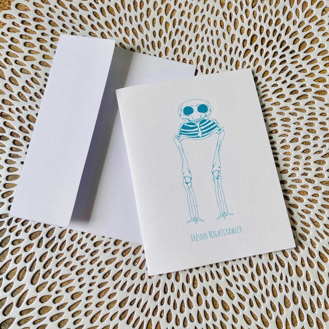 Fresno Nightcrawler Anatomical Skeleton Illustration Note Card - Blank ...