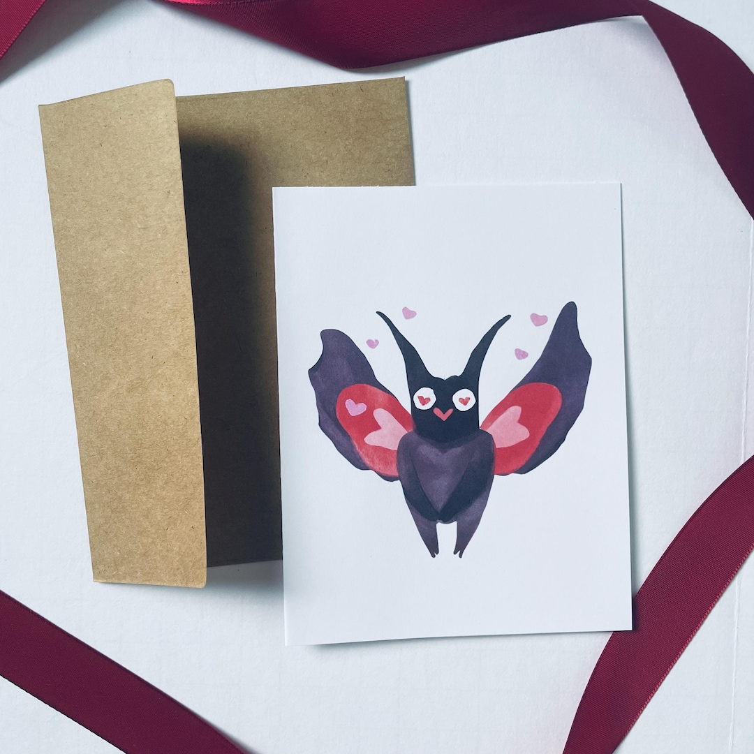 Cute Mothman Cryptid Creature Valentine’s Day Card, Horror Valentines ...