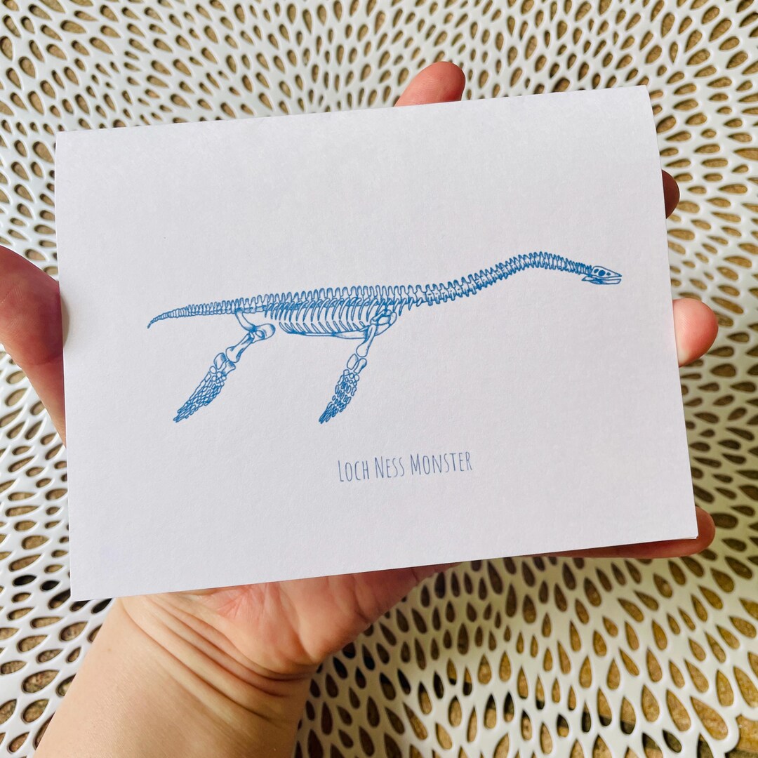 Loch Ness Monster Nessie Scientific Skeleton Illustration Greeting Card ...