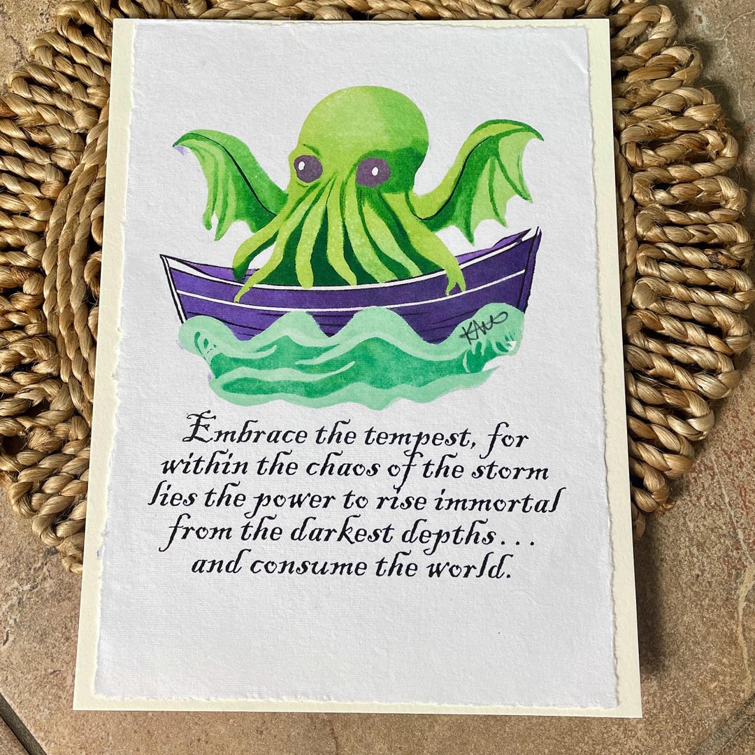 Cthulhu Art Print of Original Watercolor Signed by the Artist Unframed ...