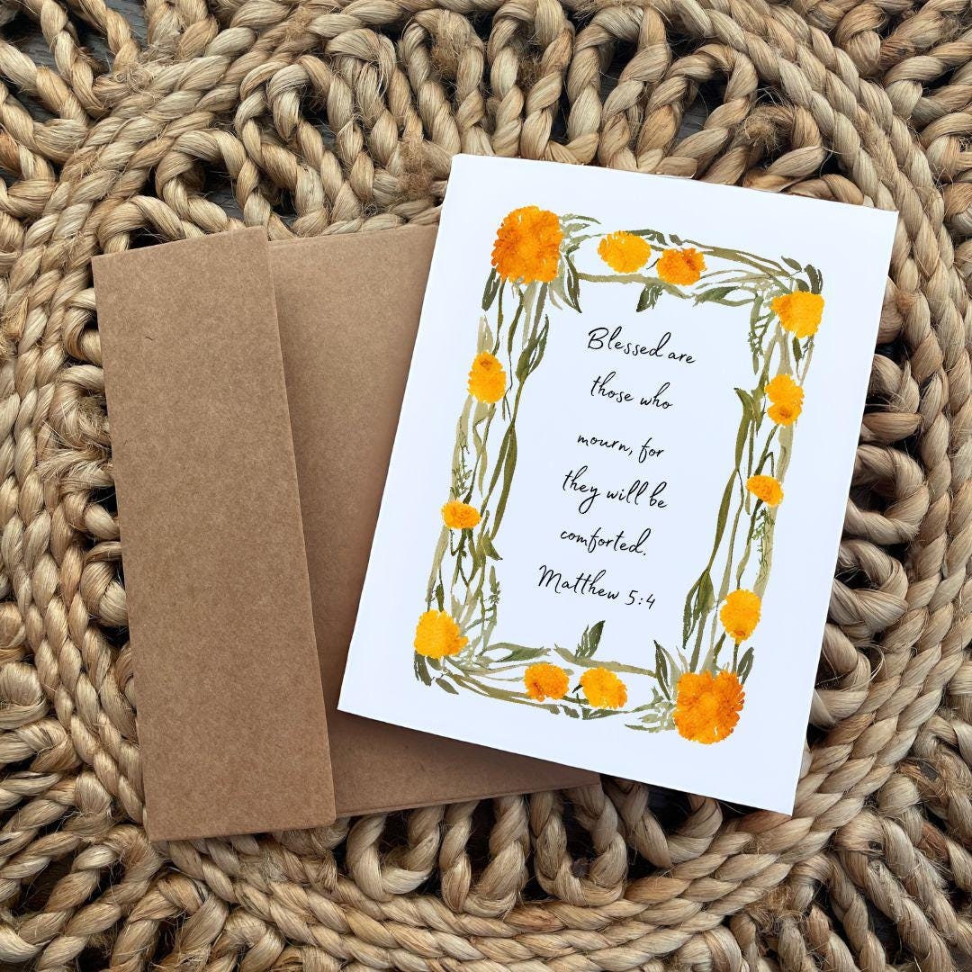 Christian Sympathy Card, Orange Floral Watercolor, Grief Card - Etsy