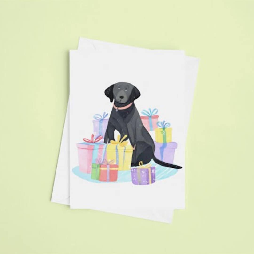 Black Lab Watercolor Style Illustration Birthday Card, Card for Black ...