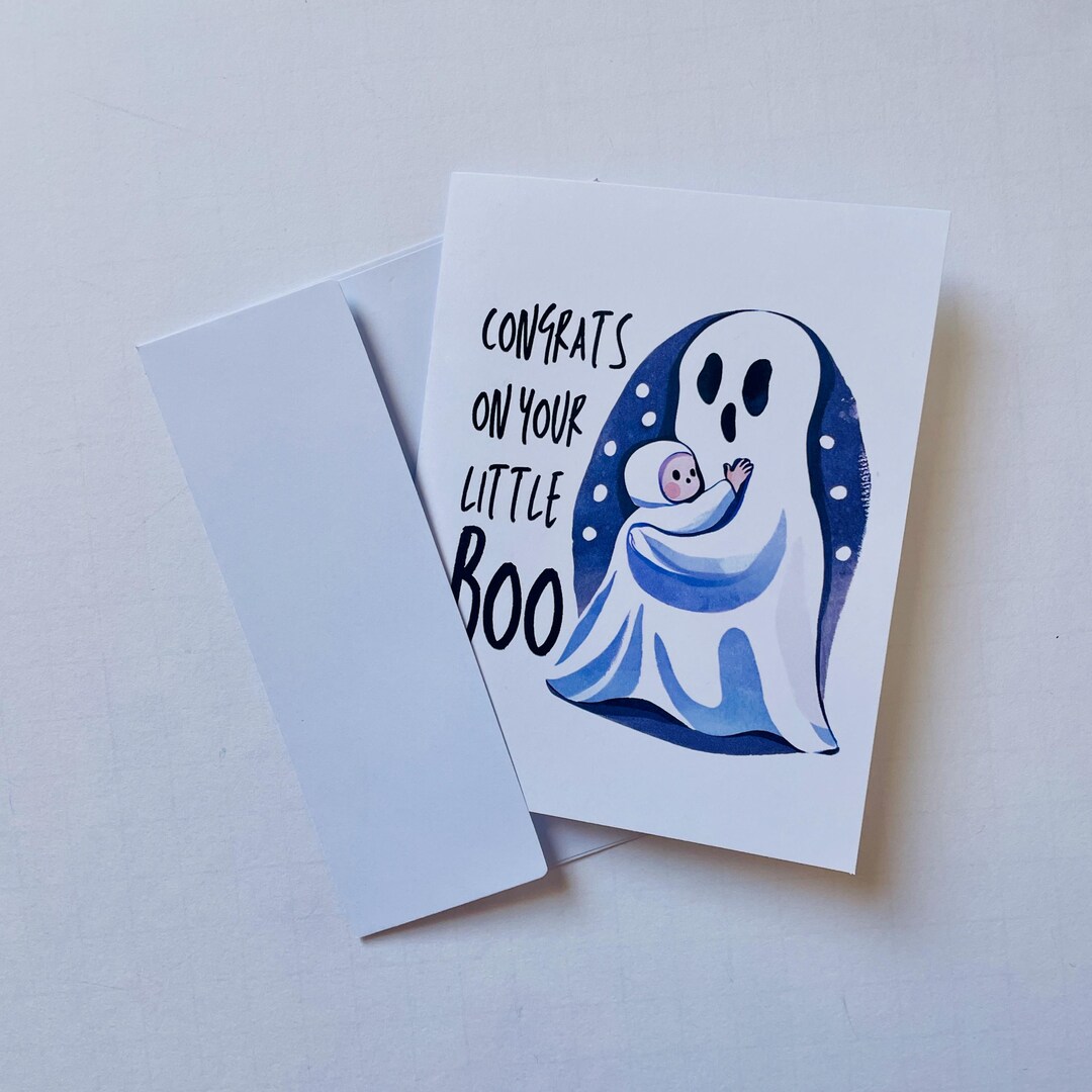 Halloween New Baby Card Congrats on Your Little Boo October Baby Shower ...