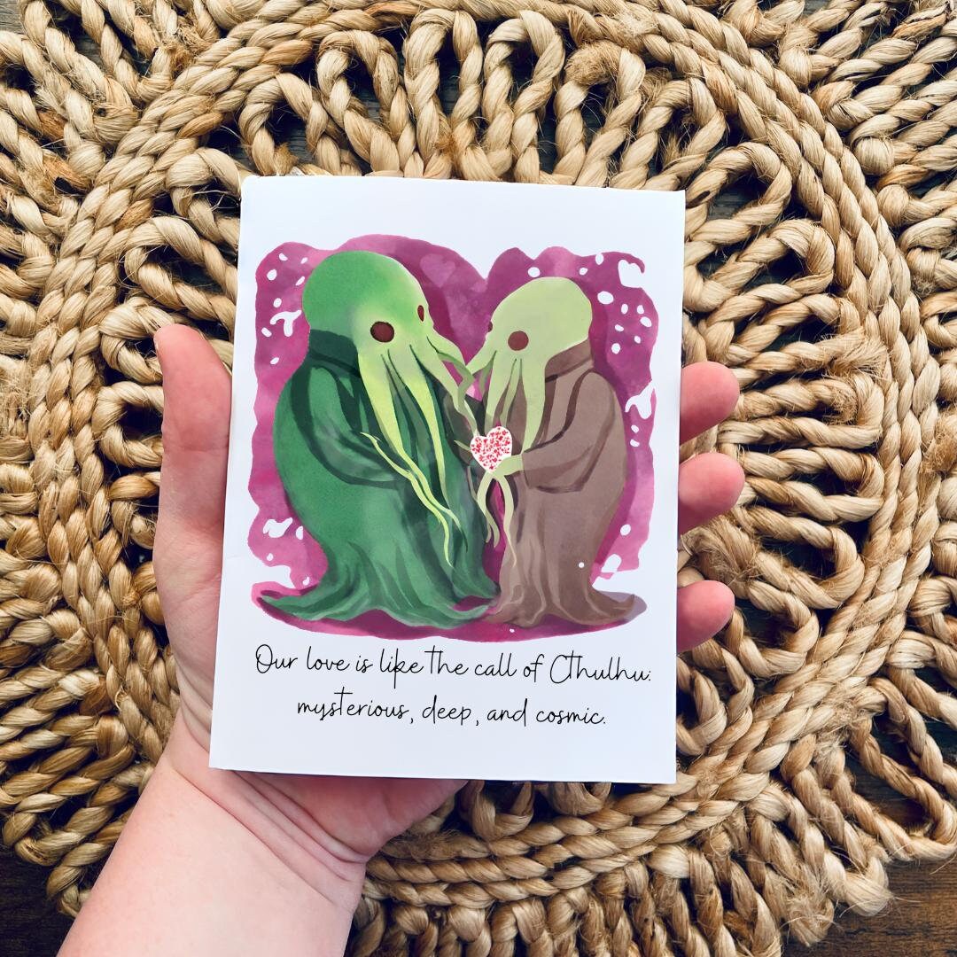 Cthulhu Valentine’s Day Card, H.P. Lovecraft Love Card, Goth Love Card ...