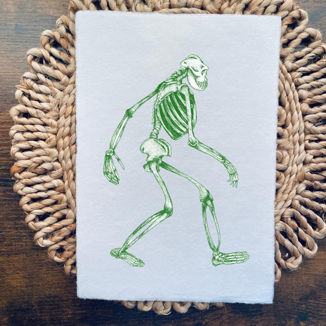 Green Bigfoot Skeleton Wall Art Print - Unframed - Bigfoot Scientific ...