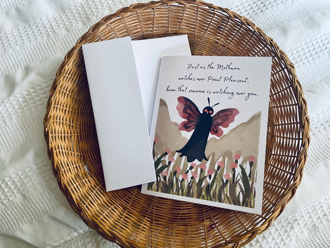 Mothman Cryptid Watercolor Encouragement Card, Mothman Card for Friend ...