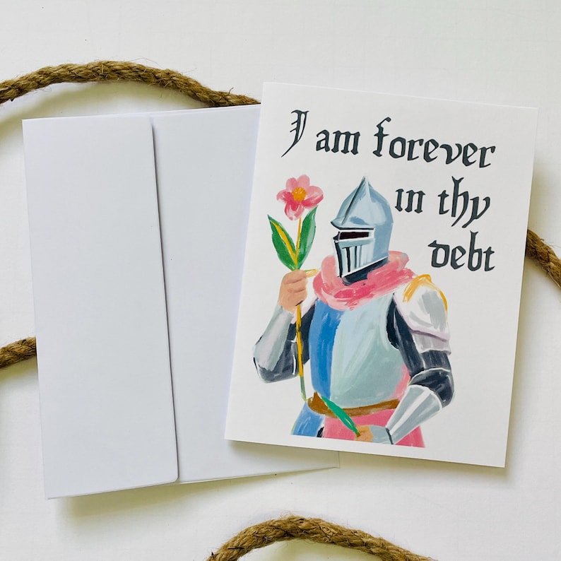 Medieval Knight Thank You Card: Renaissance Nerd Design - Etsy