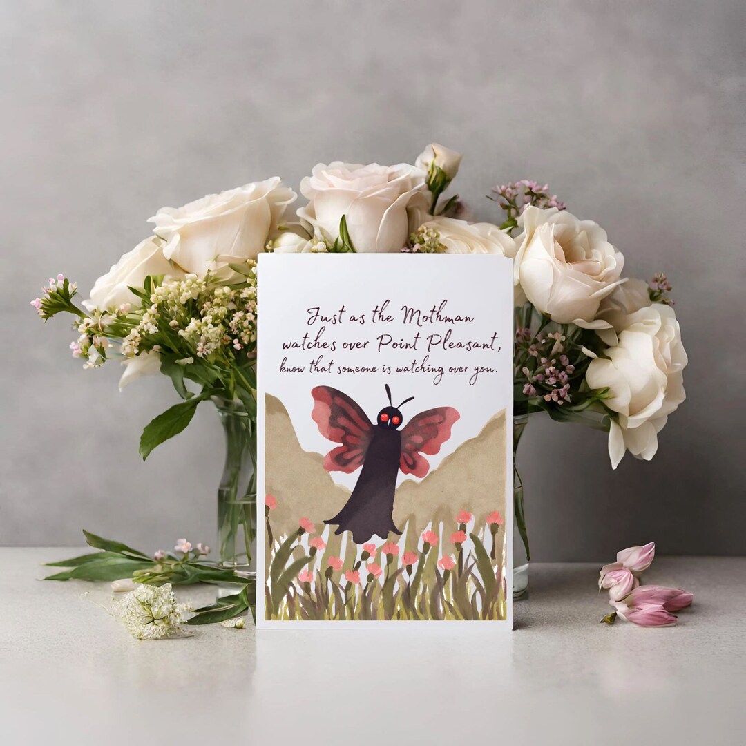 Mothman Cryptid Watercolor Encouragement Card, Mothman Card for Friend ...