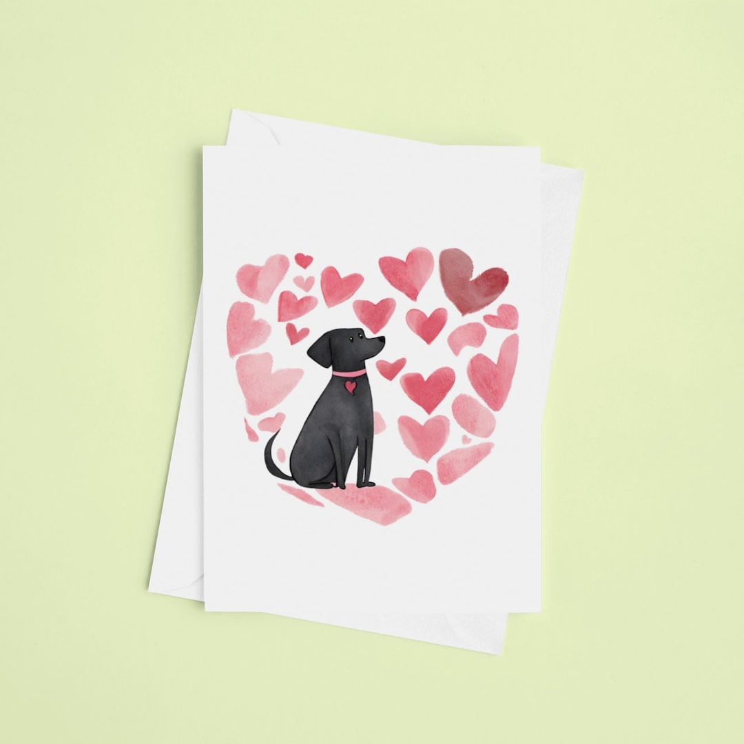 Black Labrador Valentines Day Card, Black Lab Owner Card, Card for ...