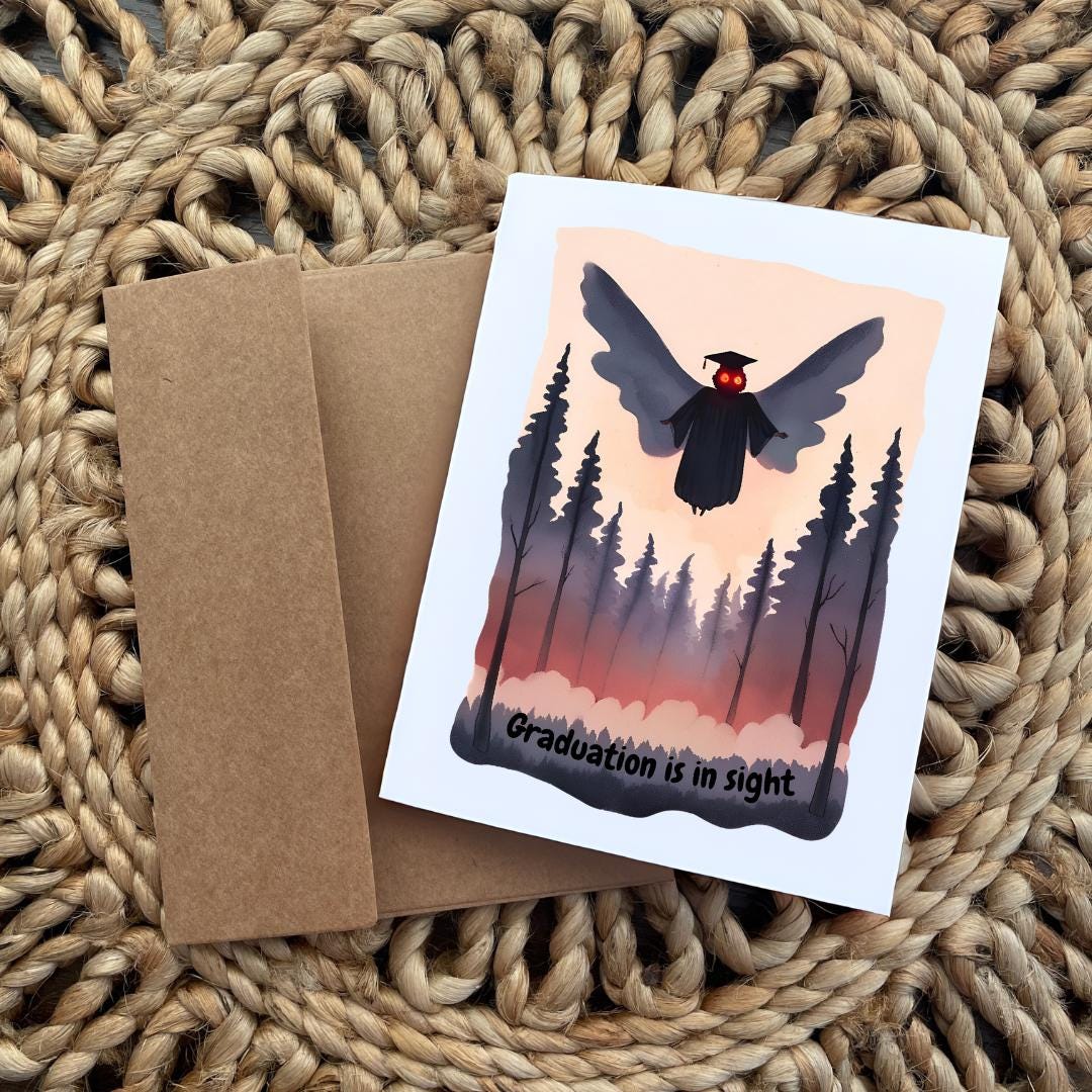 Graduation is in Sight - Mothman Cryptid Graduation Card - Etsy