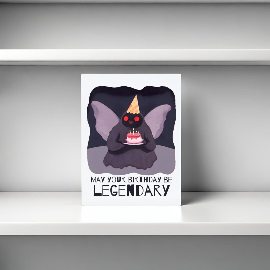 Mothman Cryptid Birthday Card may Your Birthday Be Legendary, Spooky ...