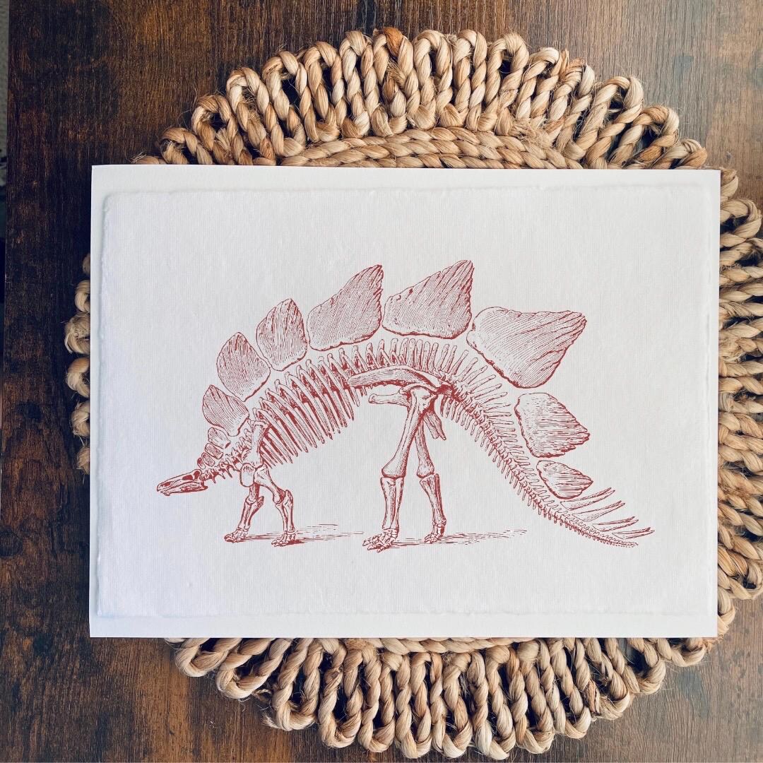 Red Stegosaurus Dinosaur Skeleton Wall Art Print - Unframed - Dinosaur ...
