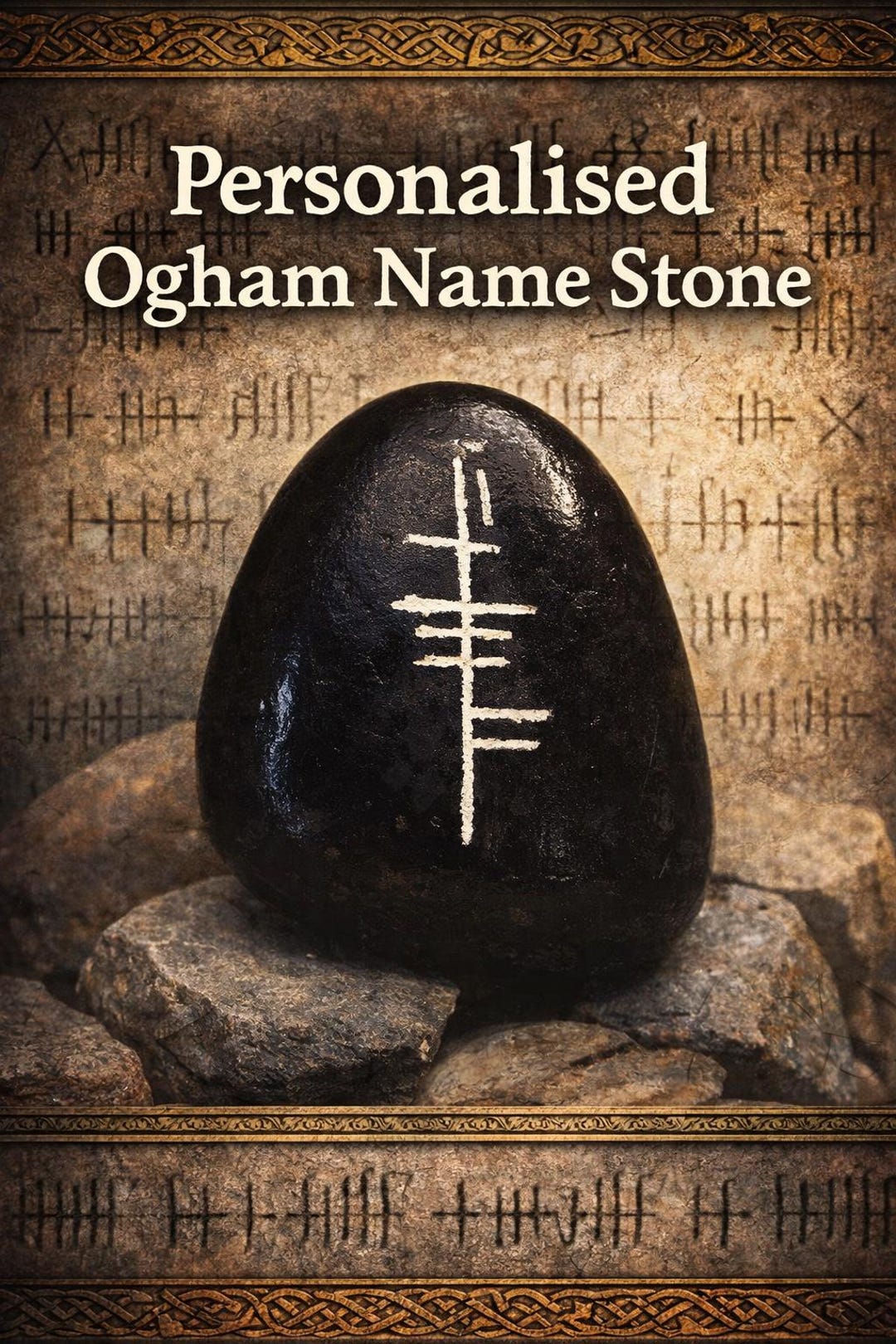 Personalised Ogham Name Stone | Ancient Irish Script Gift | Your Name ...