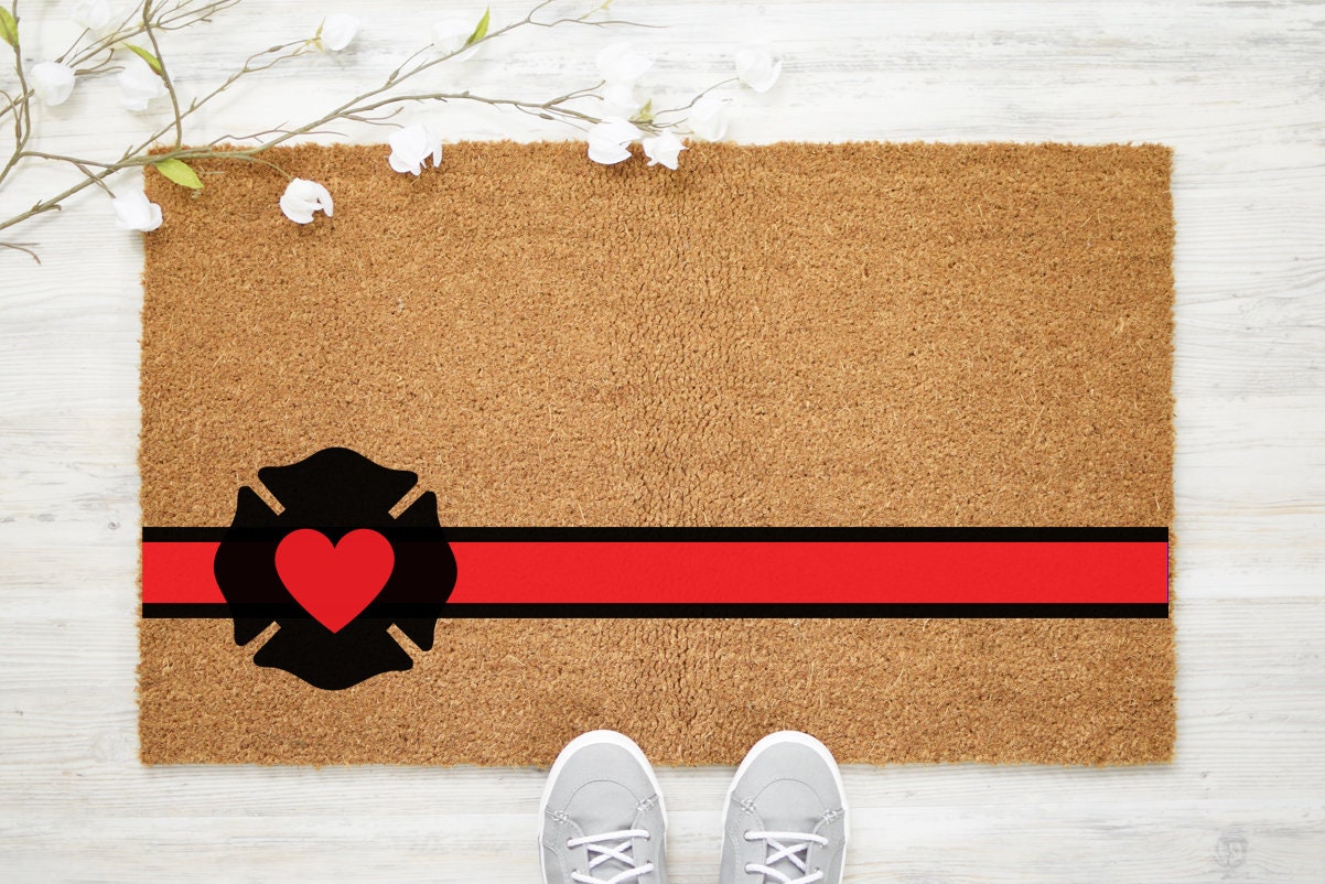 Firefighter Doormat, Firefighter Gift, Firefighter Wife, Welcome Mat ...