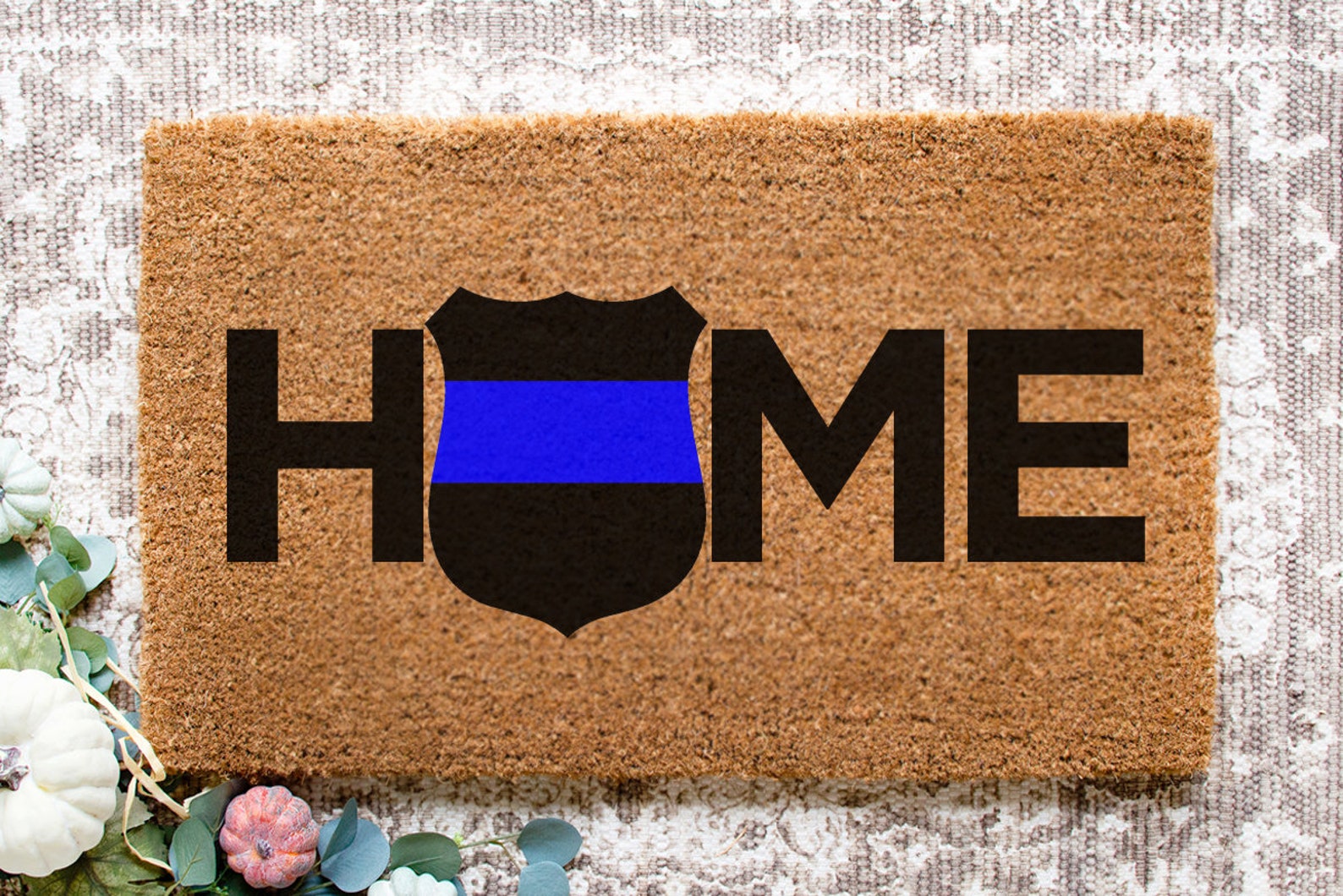 HOME Police Doormat, Police Door Mat, Back the Blue, Police Welcome Mat ...
