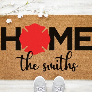 Firefighter Family Name, HOME Firefighter Doormat, Custom Last Name ...