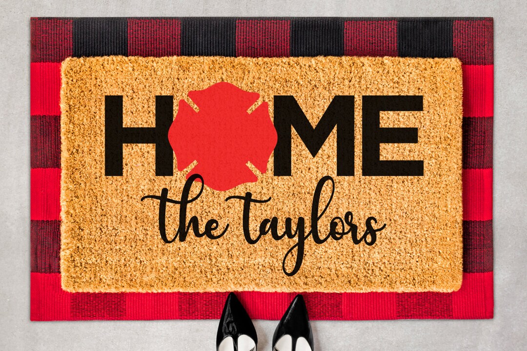 Firefighter Family Name, HOME Firefighter Doormat, Custom Last Name ...