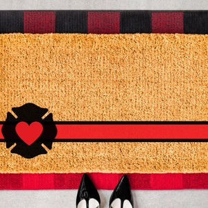 Firefighter Doormat, Firefighter Gift, Firefighter Wife, Welcome Mat ...