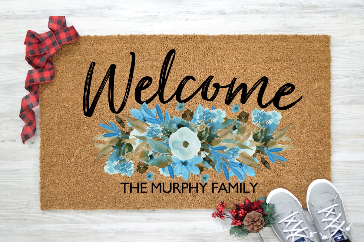 Welcome Doormat Floral Doormat Last Name Doormat Custom - Etsy