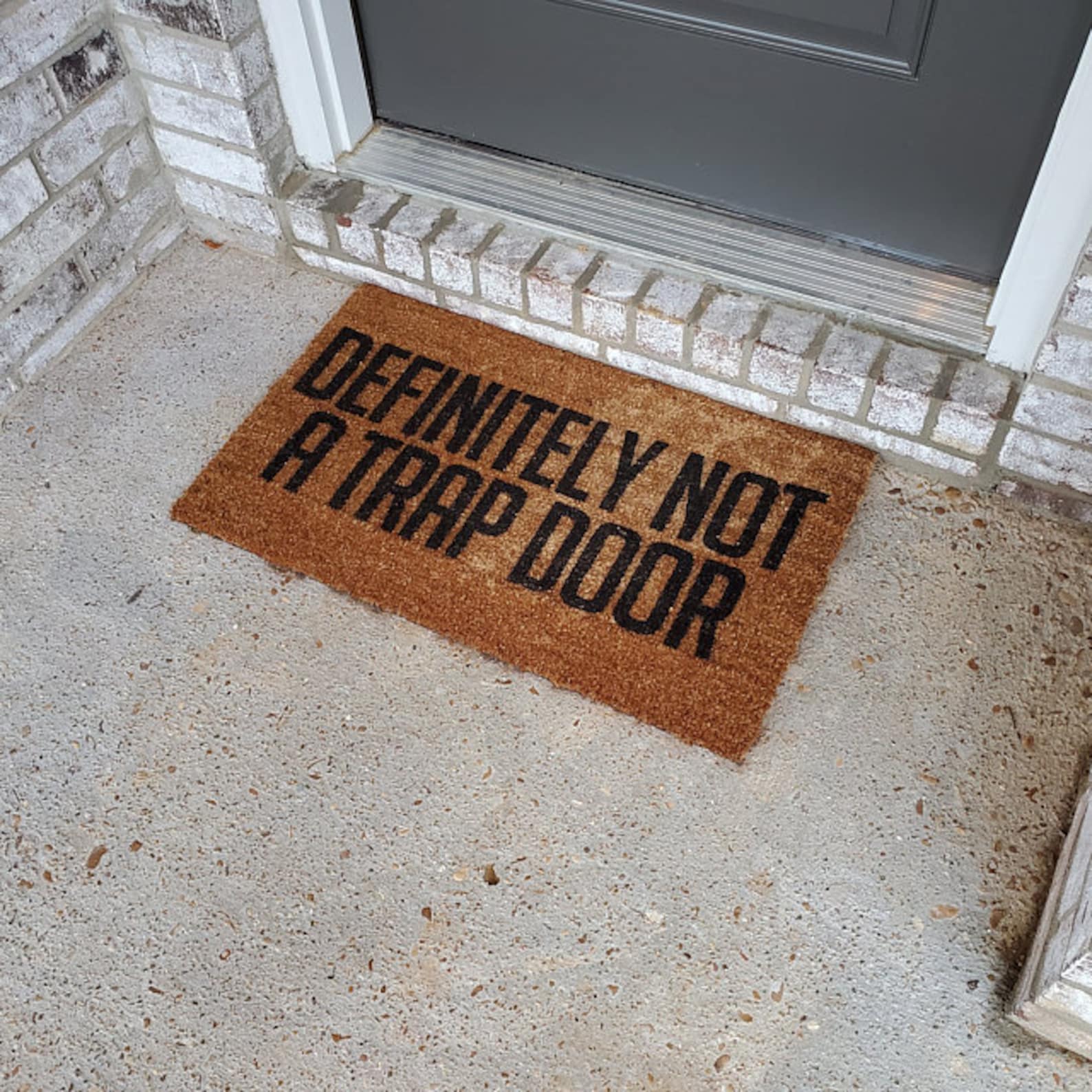 Definitely Not A Trap Door Doormat, Funny Doormat, Funny Welcome Mat, Not a Trap Door Mat ...