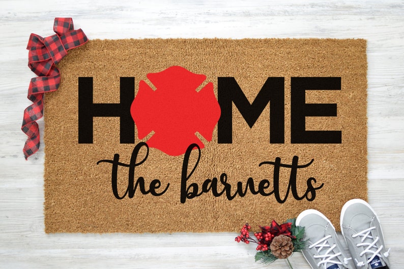 Firefighter Family Name, HOME Firefighter Doormat, Custom Last Name ...