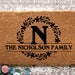 Monogram Wreath Doormat Monogram Welcome Mat Last Name - Etsy
