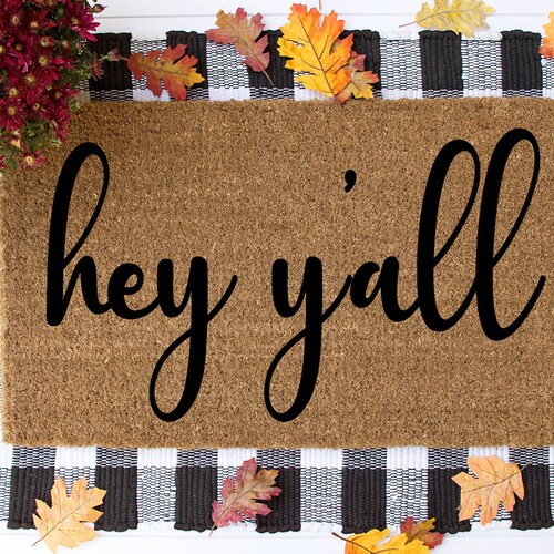 Hey Y'all Doormat Hello Door Mat Hello Welcome Mat - Etsy