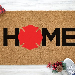 HOME Firefighter Doormat, Firefighter Wife, Maltese Cross, Firefighter ...