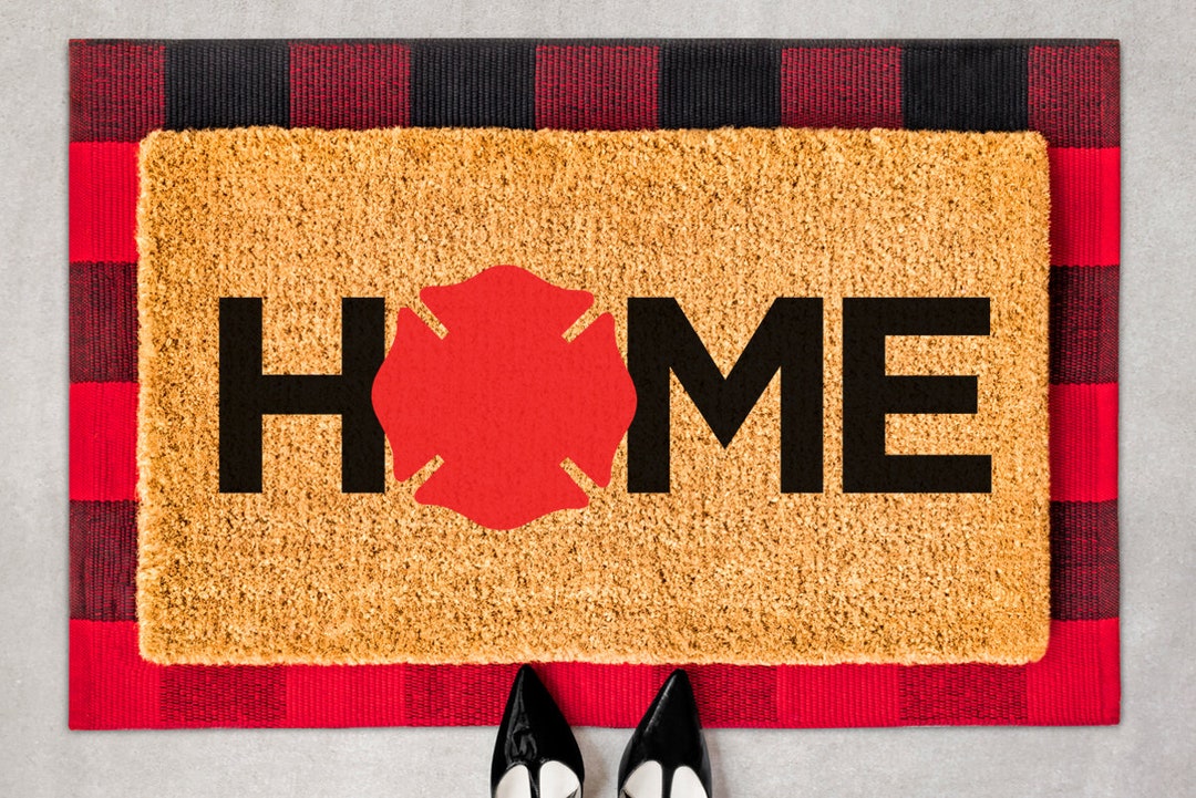 HOME Firefighter Doormat, Firefighter Wife, Maltese Cross, Firefighter ...