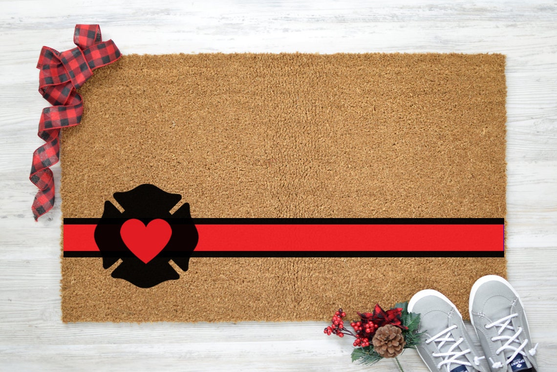 Firefighter Doormat, Firefighter Gift, Firefighter Wife, Welcome Mat ...